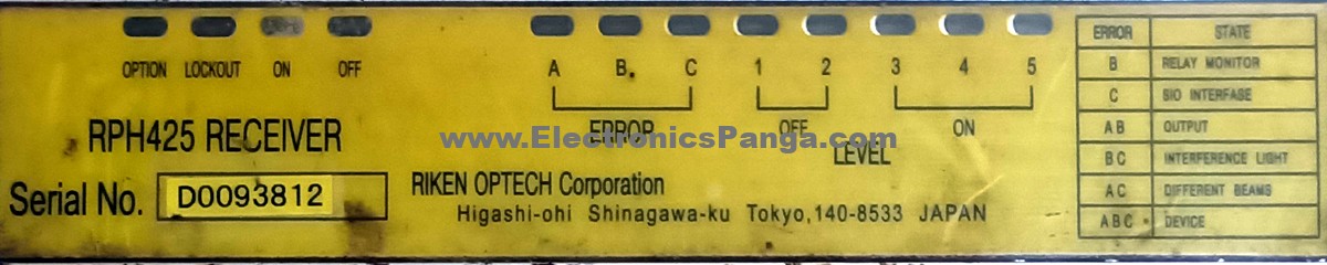 RIKEN OPTECH RPH425-660E RPH425-660R Emitter Receiver Safety Light ...